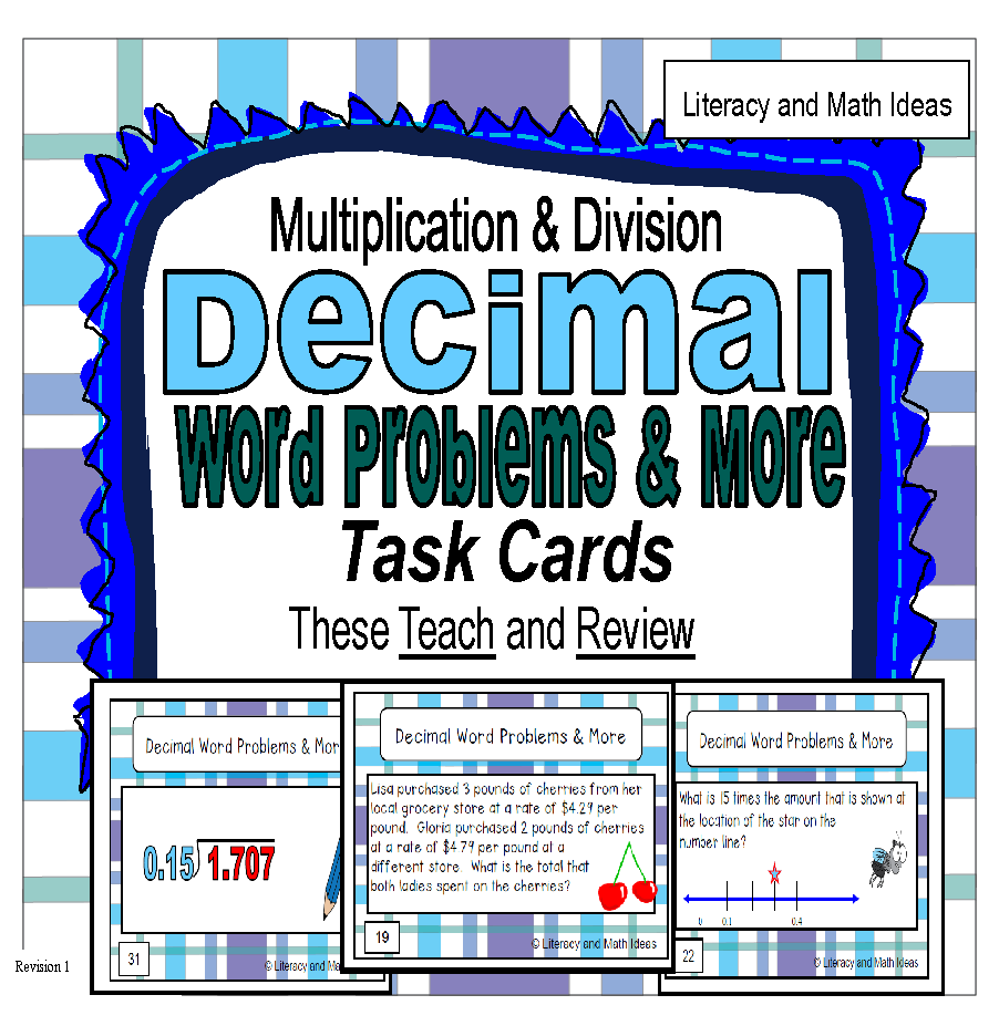 Decimal Word Problems Task Cards (Multiplication and Division ...