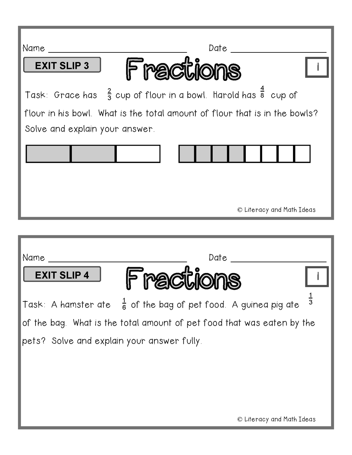 Adding Fractions: Differentiated Exit Slips {3 Levels of Instruction ...