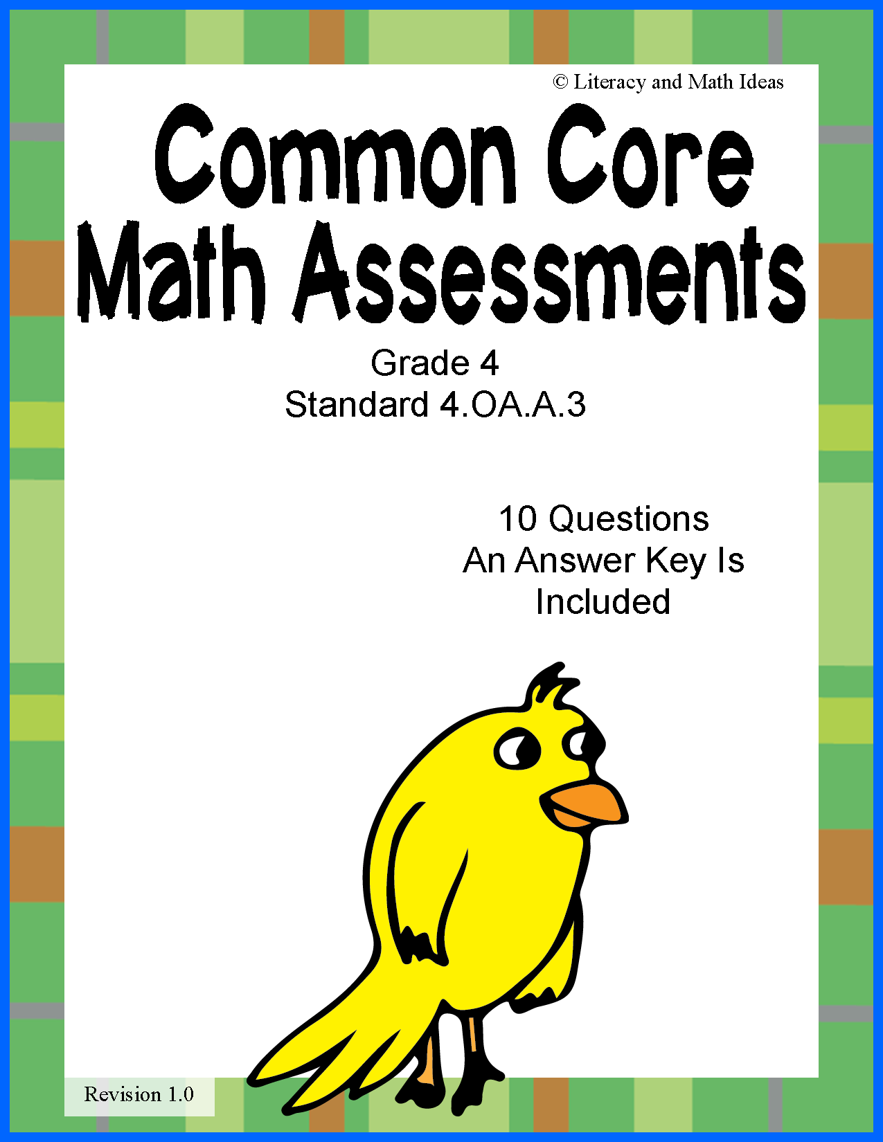 4.OA.A.3 Common Core Assessment (Grade 4) – Literacy and Math Ideas