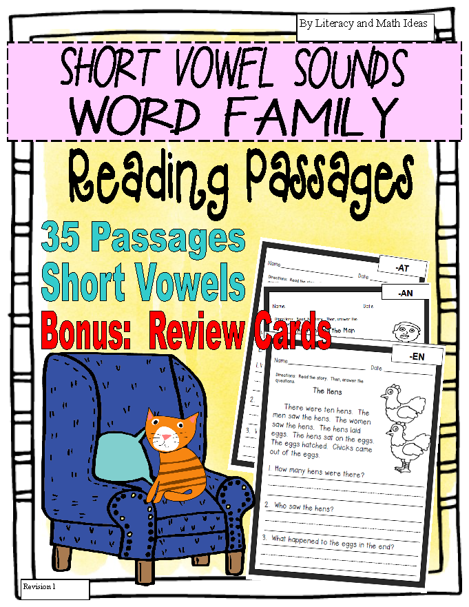 Short Vowel Sound Word Family Reading Passages (35 Passages) – Literacy ...