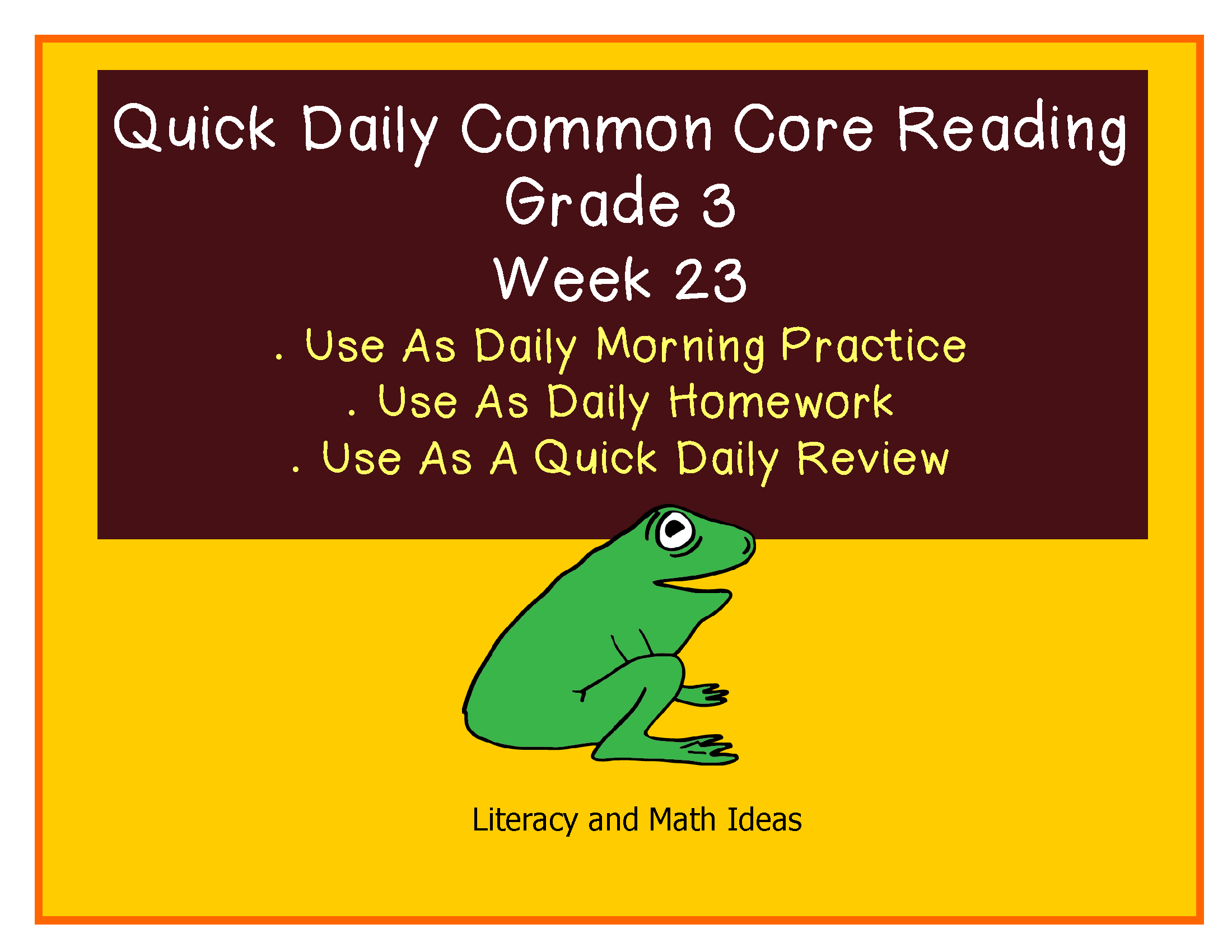 Grade 3 Daily Common Core Reading Practice Weeks 23 – Literacy and Math ...