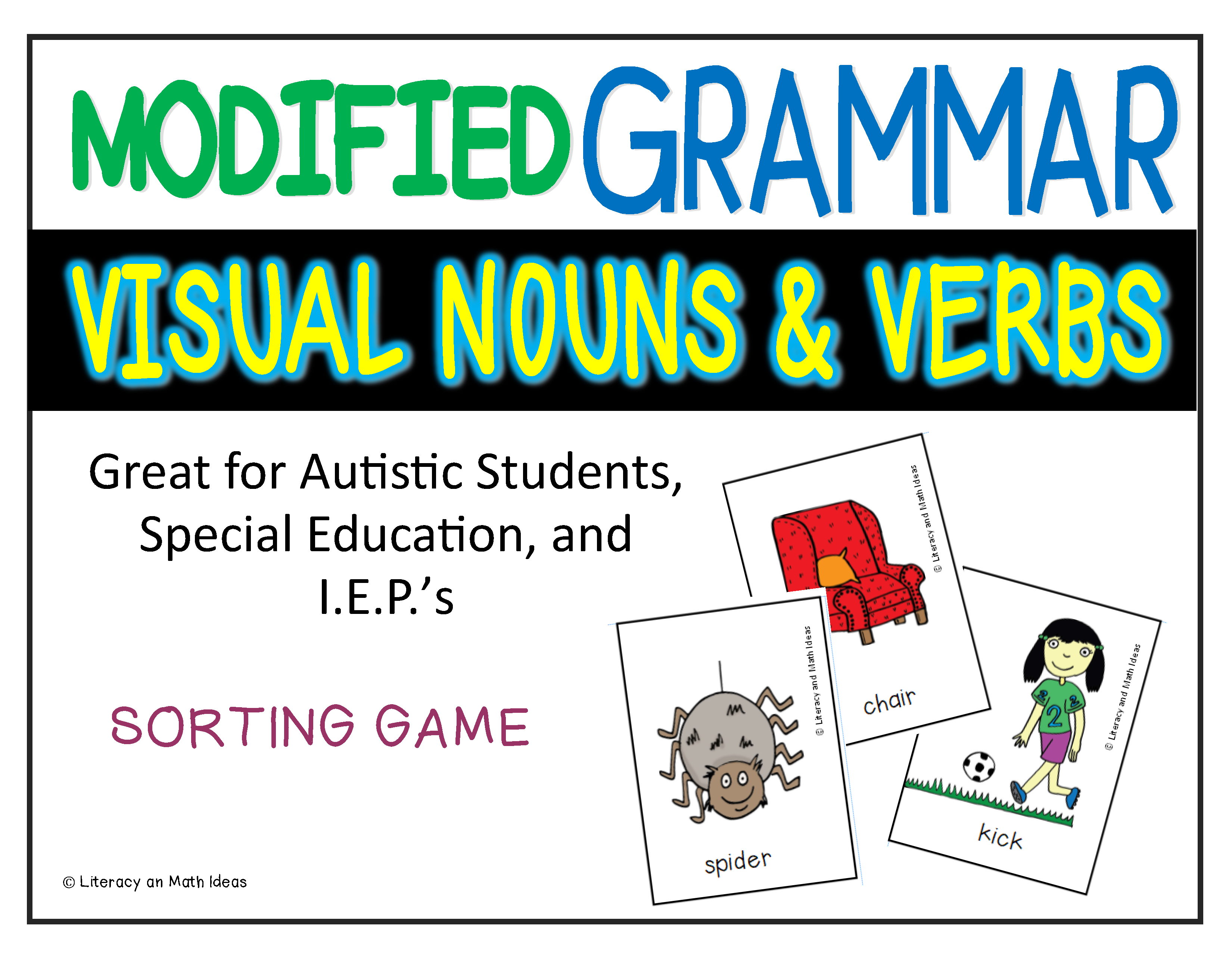 Modified Grammar (Visual Nouns and Verbs) Great for Autistic and Speci ...
